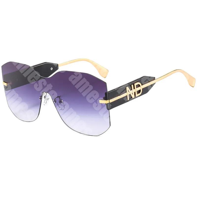 Metal Frameless Big Sunglasses, Stylish Designer Letter Women ...