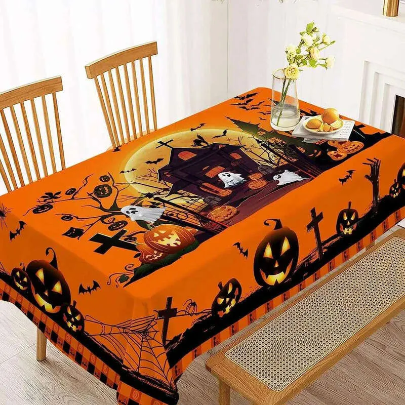 Halloween Castle Tablecloth: Washable Rectangle Cloth for Parties ...