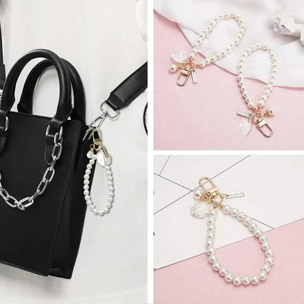 Cute Pearl Keychain Luxury Women's Jewelry Shining Pearl Car Bead Bag ...