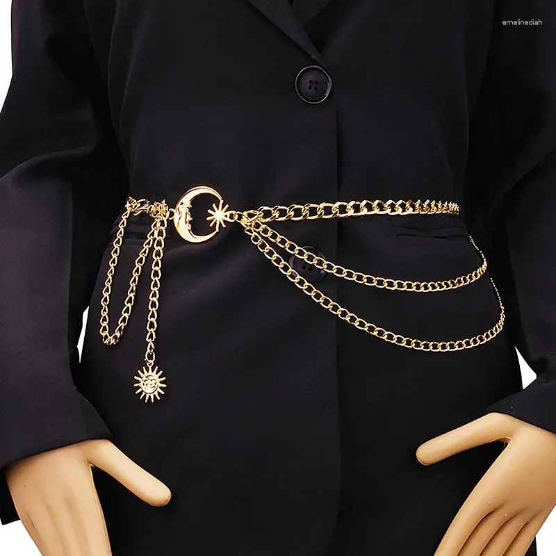 Celestial Style: Multi-Layer Moon & Star Waist Chain Belt - Gold ...