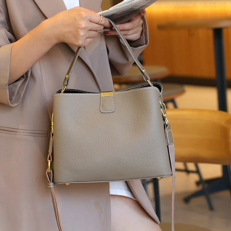 Women's Small Genuine Cowhide Leather Bucket Shoulder Crossbody Handbag ...
