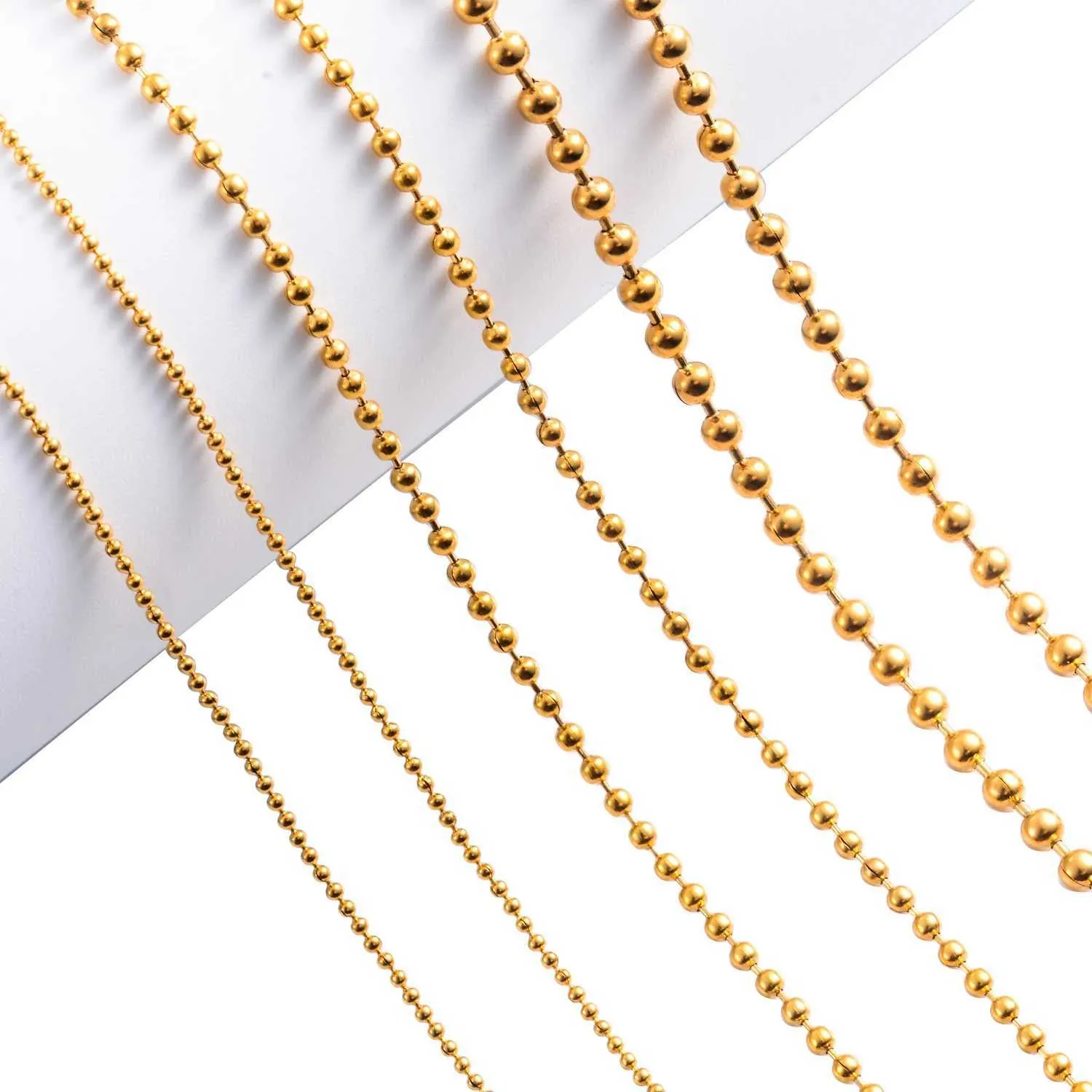 Stainless Necklace Gold Ball Bead Chain: Adjustable Connector Necklace ...