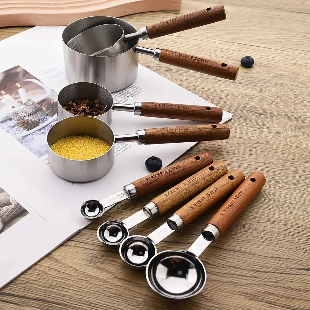 Premium 8-Piece Stainless Steel Measuring Cups and Spoons Set with ...