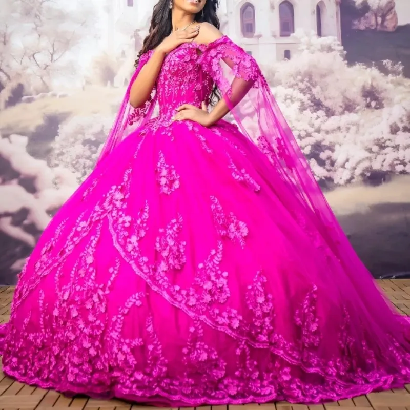 Rose Red Princess Quinceanera Dresses Ball Gown Off Shoulder Applique ...
