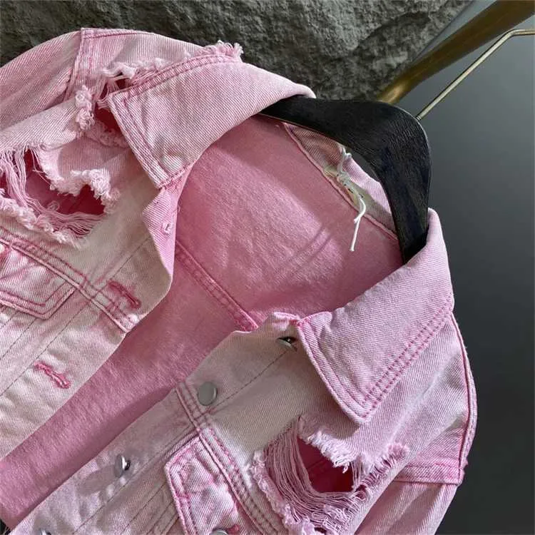 Autumn Pink Ladies Denim Jacket: Shop Now for a Chic, Slim-Fit Jean ...