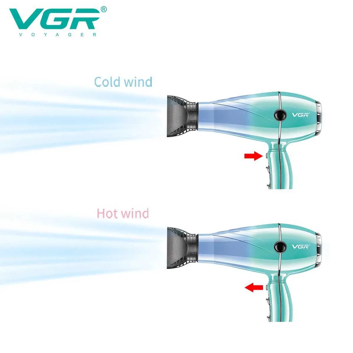 VGR Professional Electric Blow Dryer With Negative Ion Technology For Hot And Cold Air ...