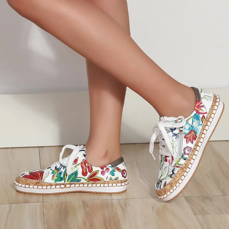 Women's Multicolor Floral Lightweight Sneakers - Breathable Outdoor ...