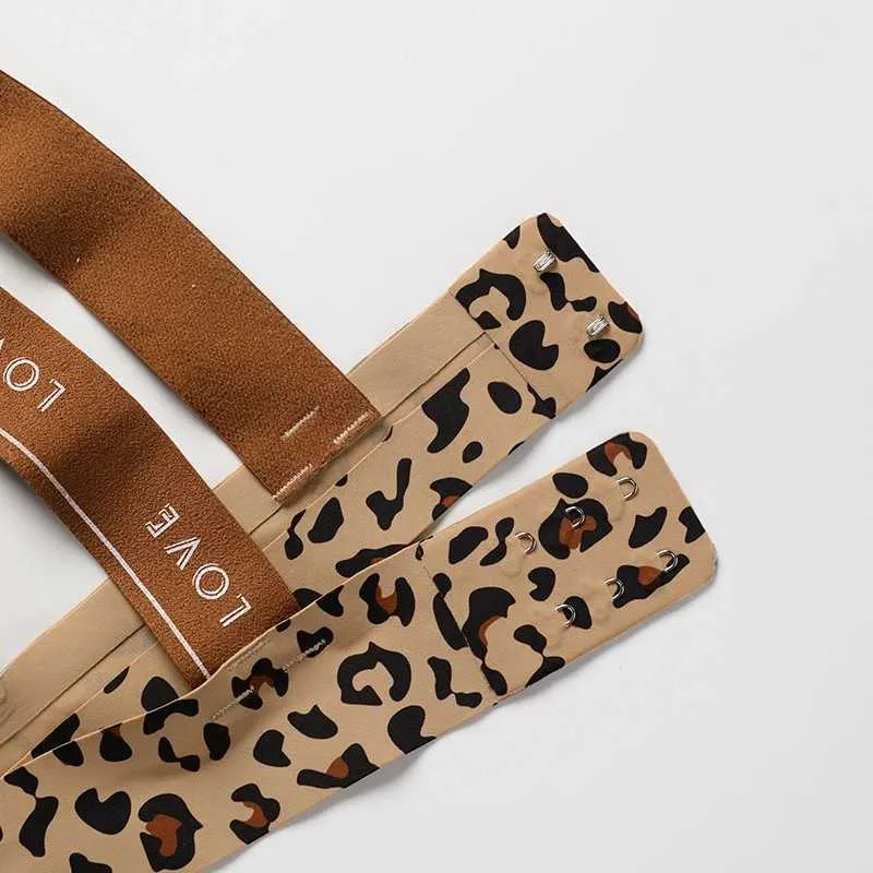 FINETOO Leopard Bra and Panties Set Women Nylon Strapless Plunge Bra ...