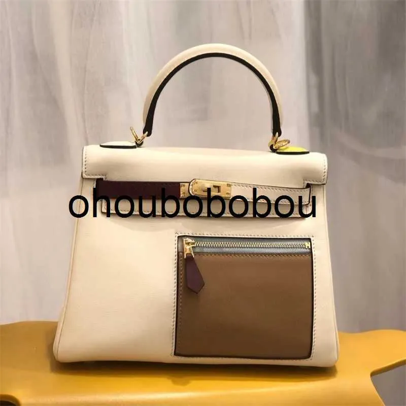 Soft Leather Crossbody Bag: Color Block Cowhide Handbag with Patchwork ...