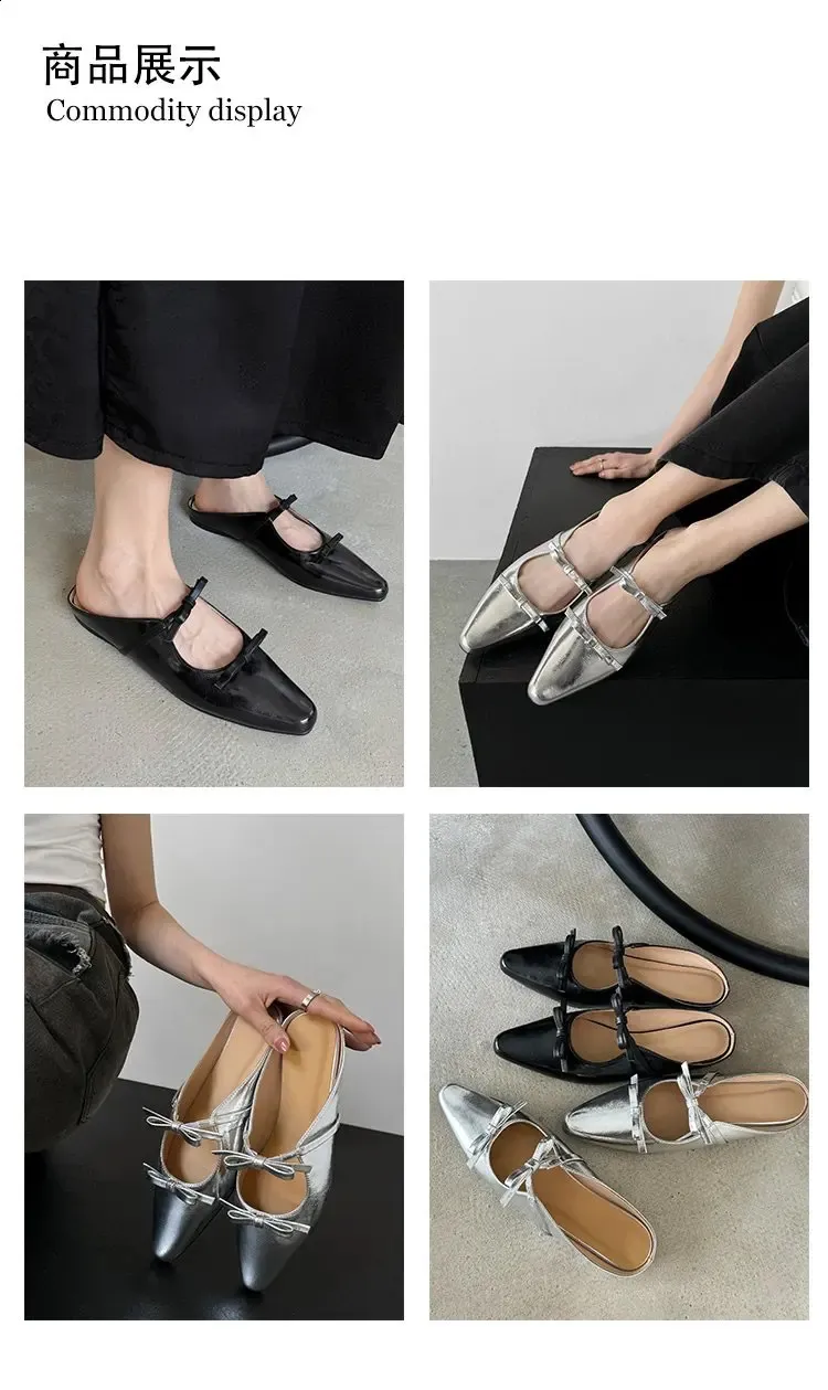 Shiny Pointed-Toe Mary Jane Flats: Elegant Women's Ballet Shoes for ...