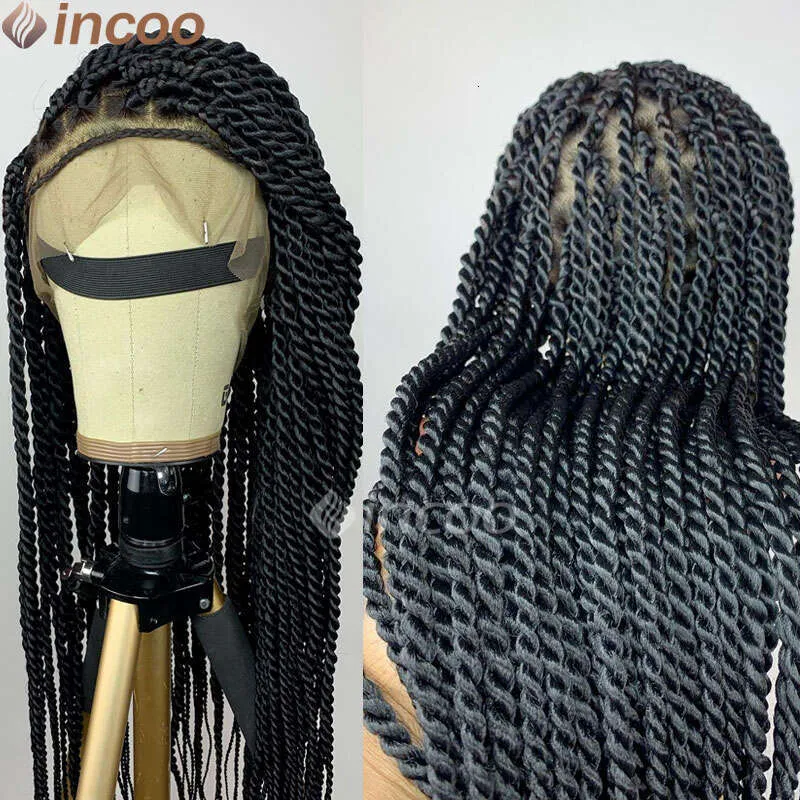 36 Inch Goddess Knotless Braided Wig: Full Lace Frontal, Black Braided ...