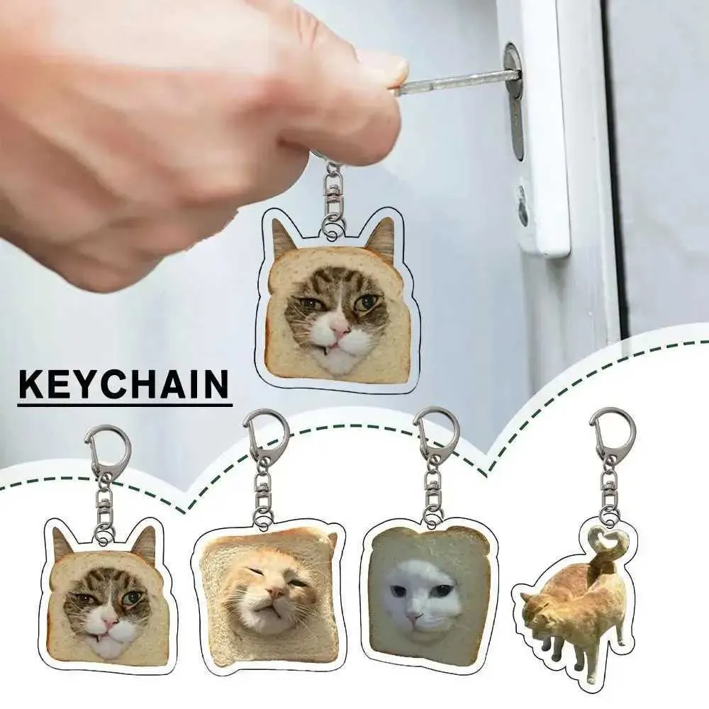 Happy Cat cute keychains - Small Acrylic Toast Cat...