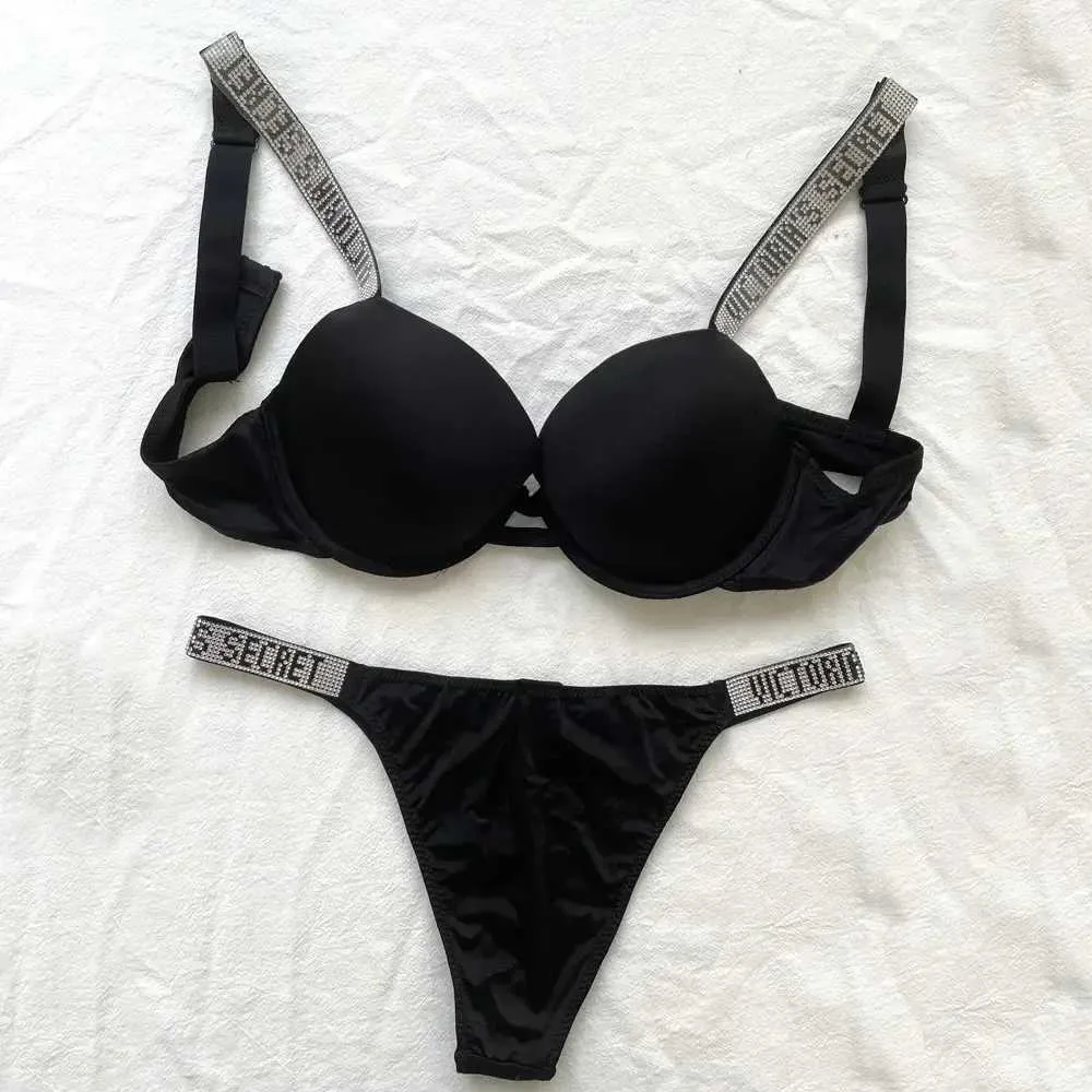 Lace Bra And Panties Set Women's Sexy Lingerie Set With Rhinestone ...