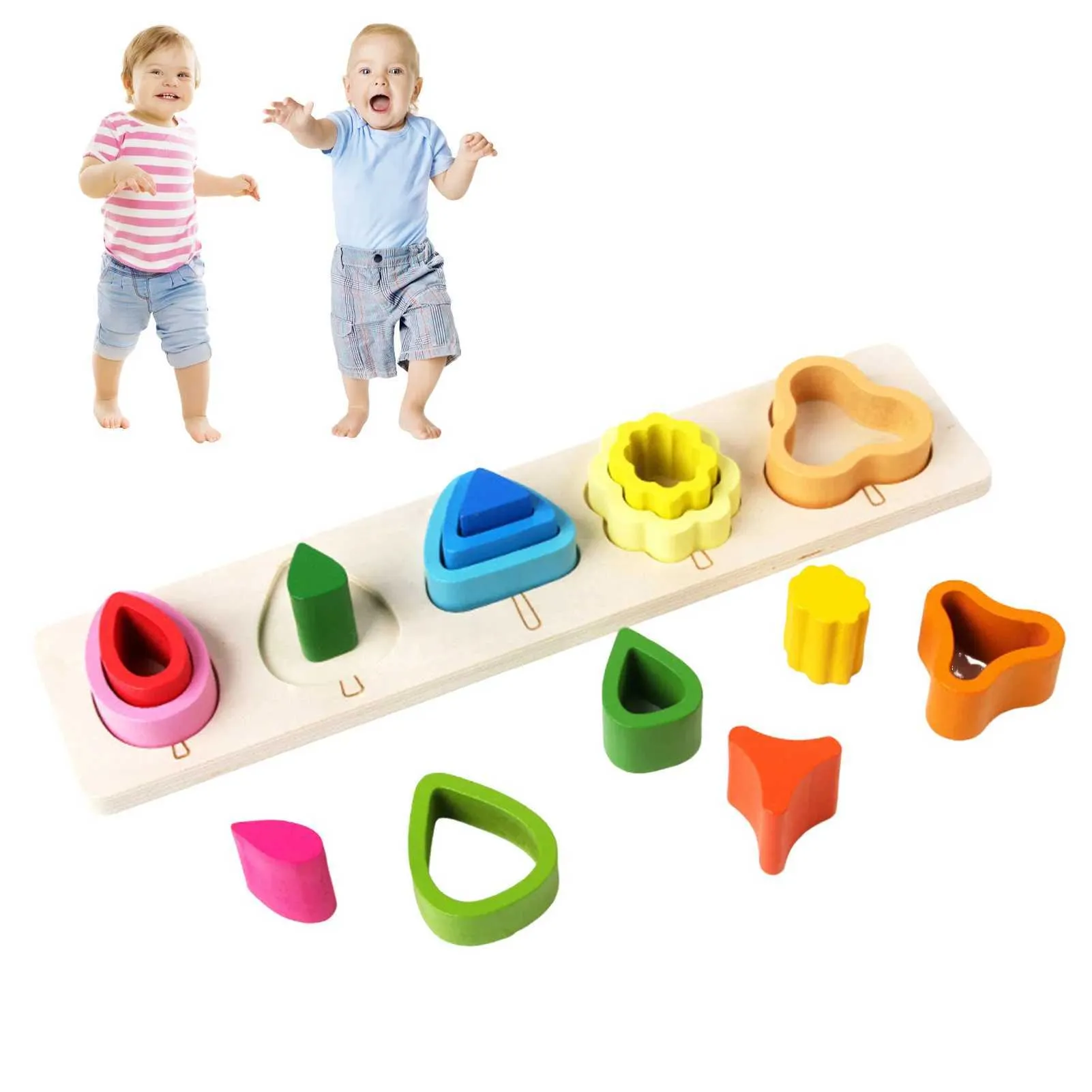 Colorful Wooden Stacking Toys - Shape Sorting & Nesting Fun! Safe ...