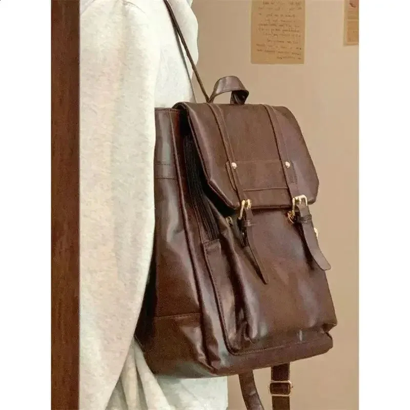 Miyagawa Japanese JK School Backpack For Women Retro Brown 2024 Autumn ...