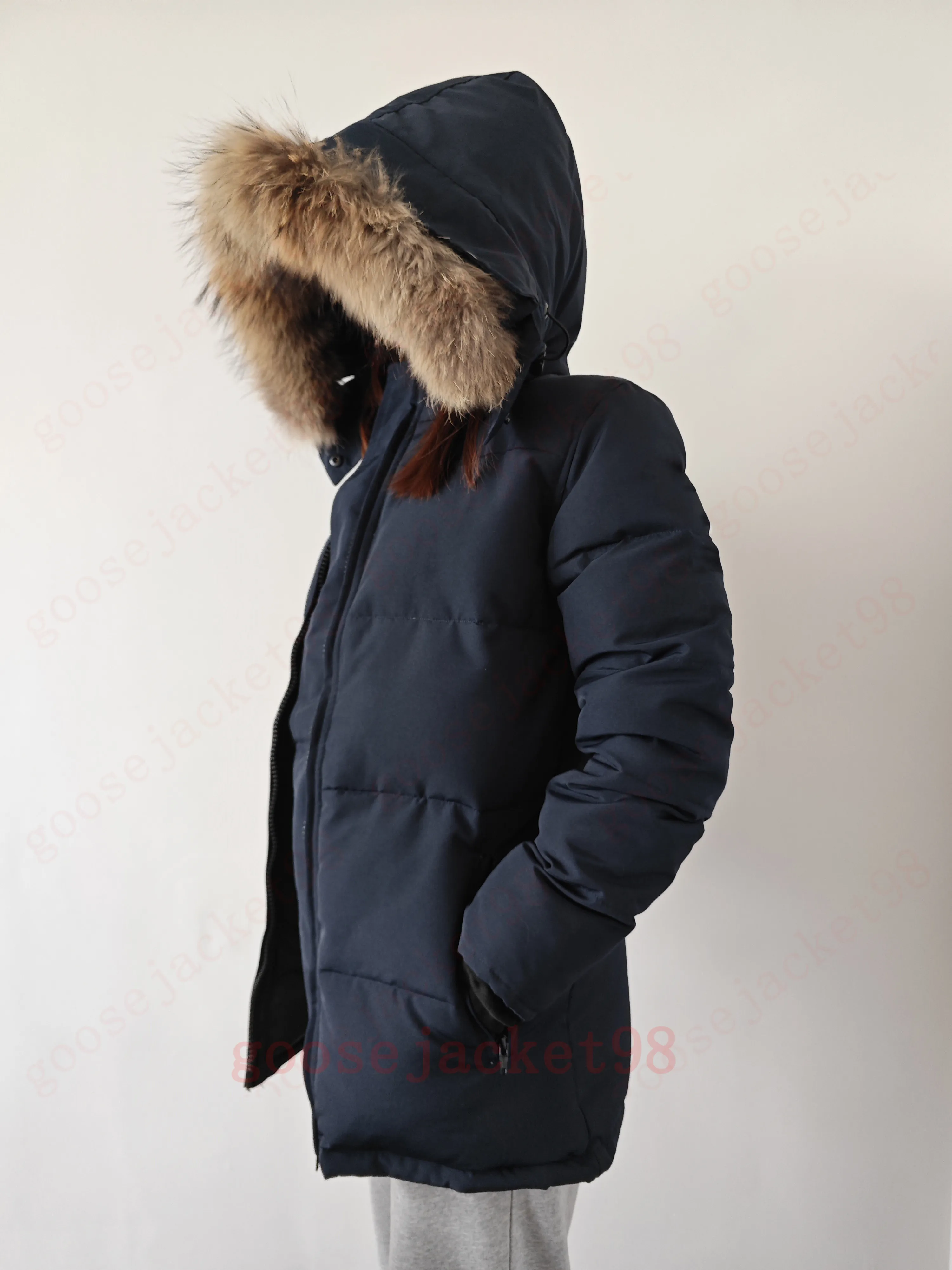 Designer Womens Down Jackets Real Goose Down With Coyote Fur Hood Warm ...