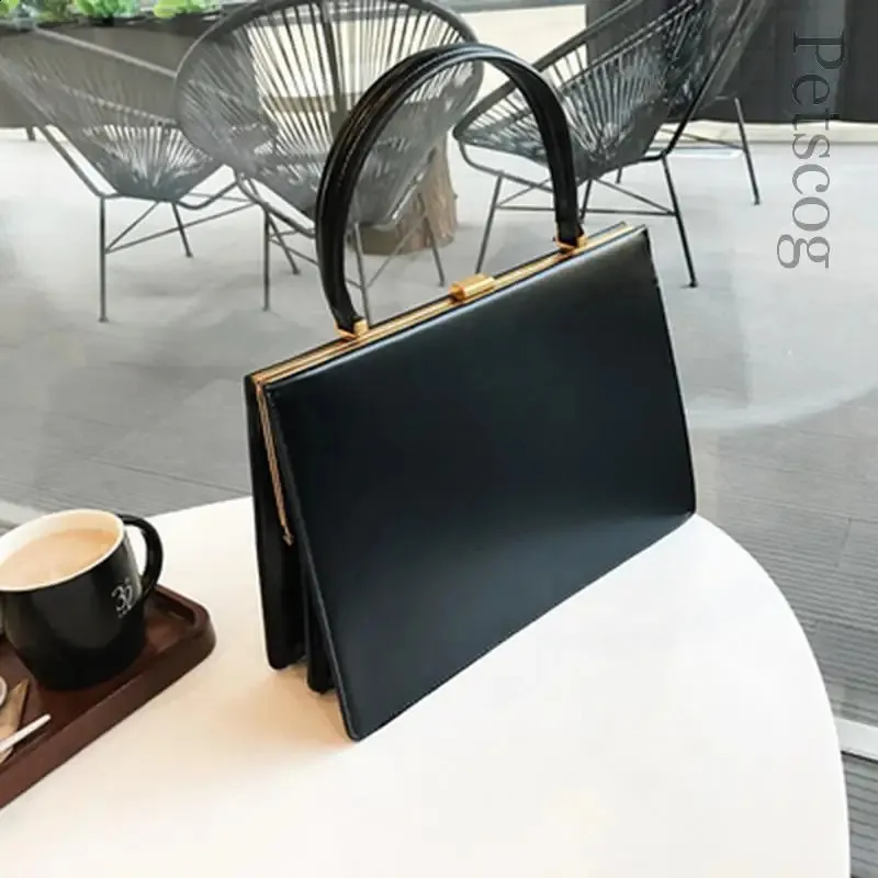 Vintage Square Handbags For Women Large Capacity PU Leather Tote Purses ...