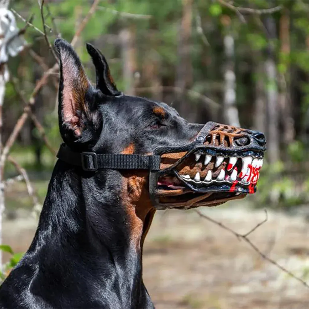 Halloween Zombie Dog Mask Muzzle Mouth Cover with Teeth, Basket Cage ...
