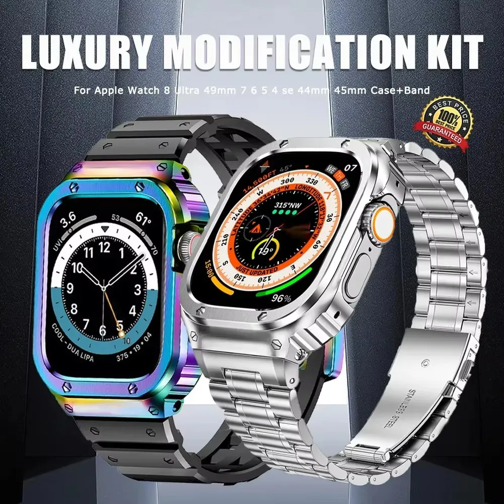 Luxury Stainless Steel Mod Kit Montgomery Straps For Apple Watch Series ...