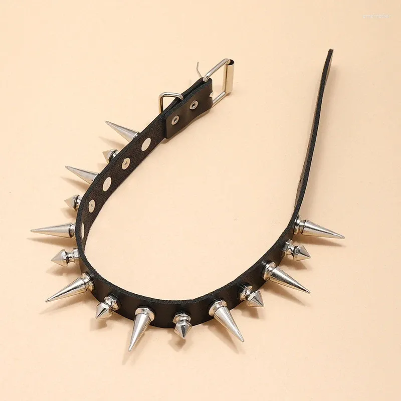DHgate Faux Leather Spike Choker Necklace Punk Goth Collar for Men Women 1 Piece Jewelry