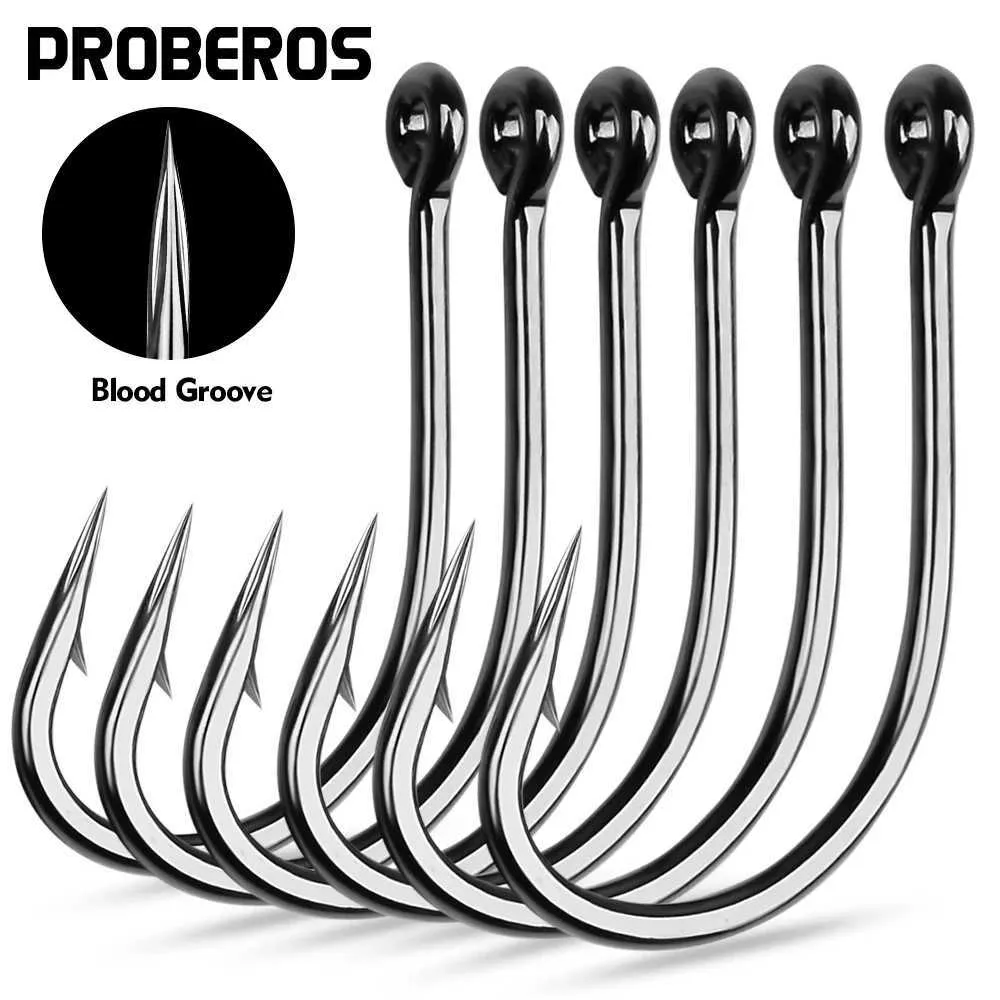 100 Pack Black Bait Hooks - High Carbon Steel, Sizes 1/2/4/8, Inverted ...