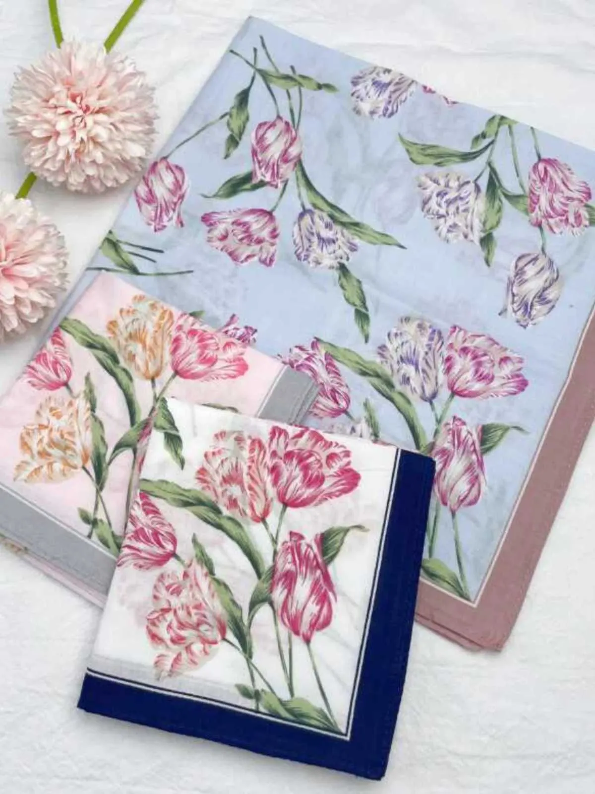 Colorful Floral Hankies: 45x45cm Pure Cotton Handkerchiefs - Ladies ...
