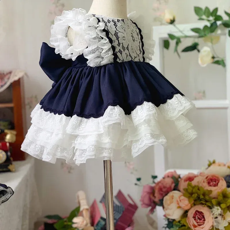 Vintage Lolita Lace Bow Print Baby Girl Dress - Spanish Style Birthday ...