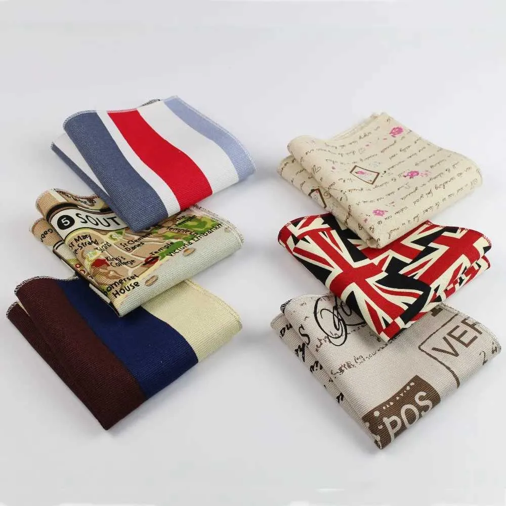Handkerchief Scarf Vintage Linen Hanki Mens Striped Star Map Design ...
