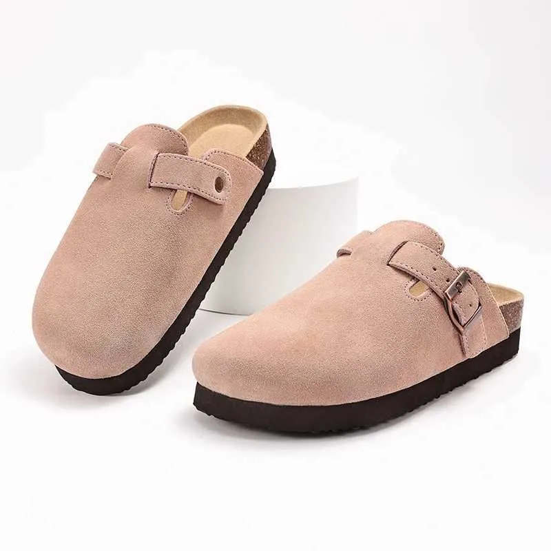 PoP Genuine Suede Clogs for Women and Men, Soft Cork Footbed Leather ...