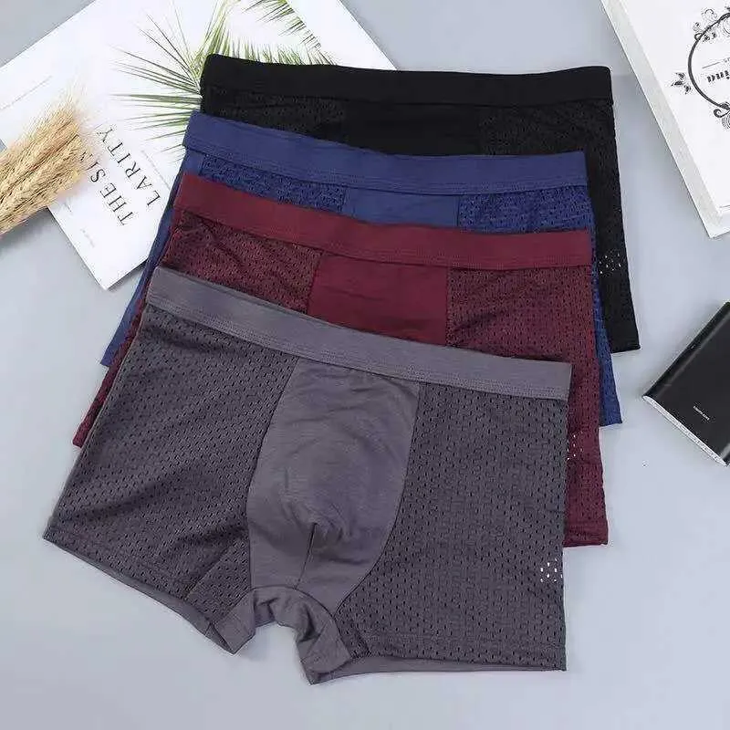 Men's Breathable Bamboo Fiber Boxer Shorts - Solid Colors, 4 Pack ...