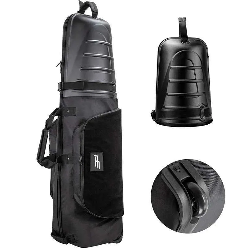 PLAYEAGLE Shock-Proof Hardtop Golf Travel Bag with Wheels, Foldable for ...