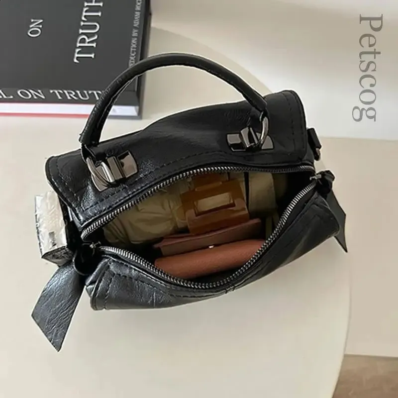 Handbags For Women Fashion Black Zipper Box Shape Top Handle Crossbody ...