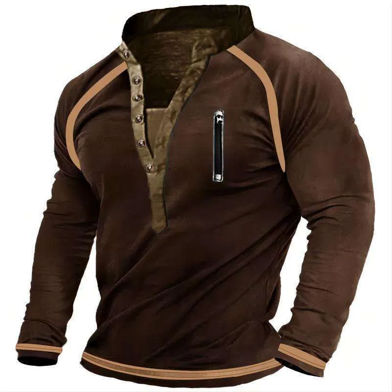 Premium Cotton V-Neck Buttoned Hoodie - Thick & Warm, Tactical Pullover ...
