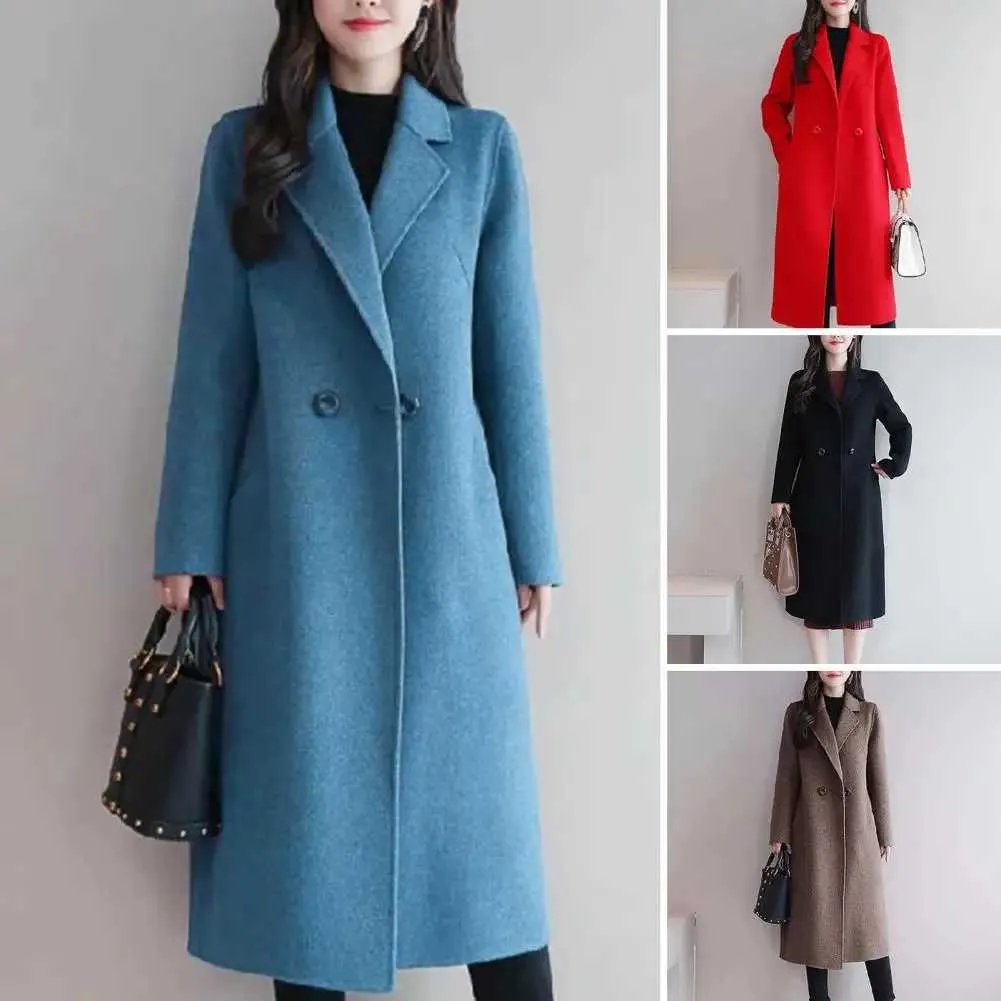 Solid color wool coat womens wool coat elegant womens wool coat with ...