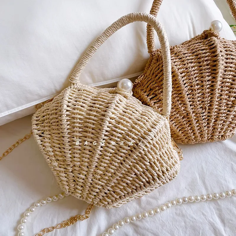 Small Straw Purse Crossbody: Shell Rattan Diagonal Crossbody Bag, Mini ...