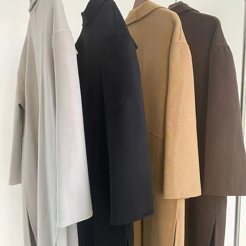 Womens Wool Cashmere Coat Long Loose Fit Jacket With Shawl Collar ...