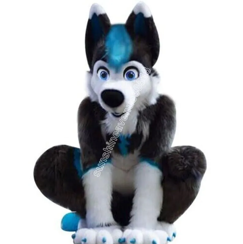 Blue Wolf Husky Dog Mascot Costume Plush Halloween Christmas Outfit For ...