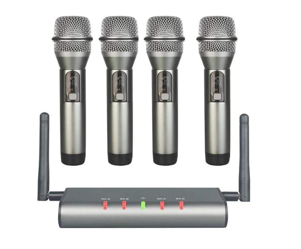 Wireless Quad UHF Wireless Usb Microphone System With 4 Handheld Mics ...