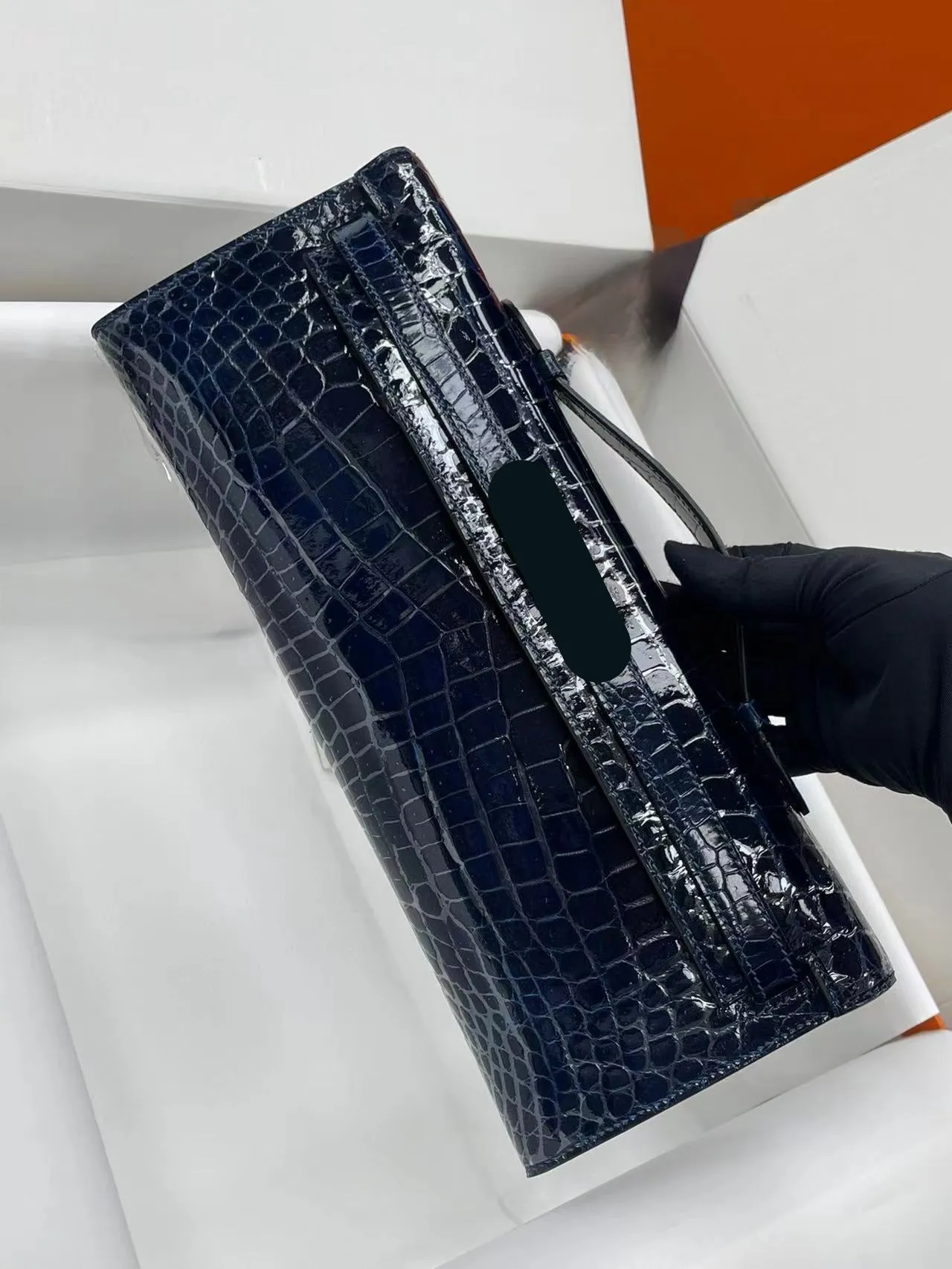 Handmade 31cm Alligator Rive Gauche Tote In Shiny Crocodile Design High ...