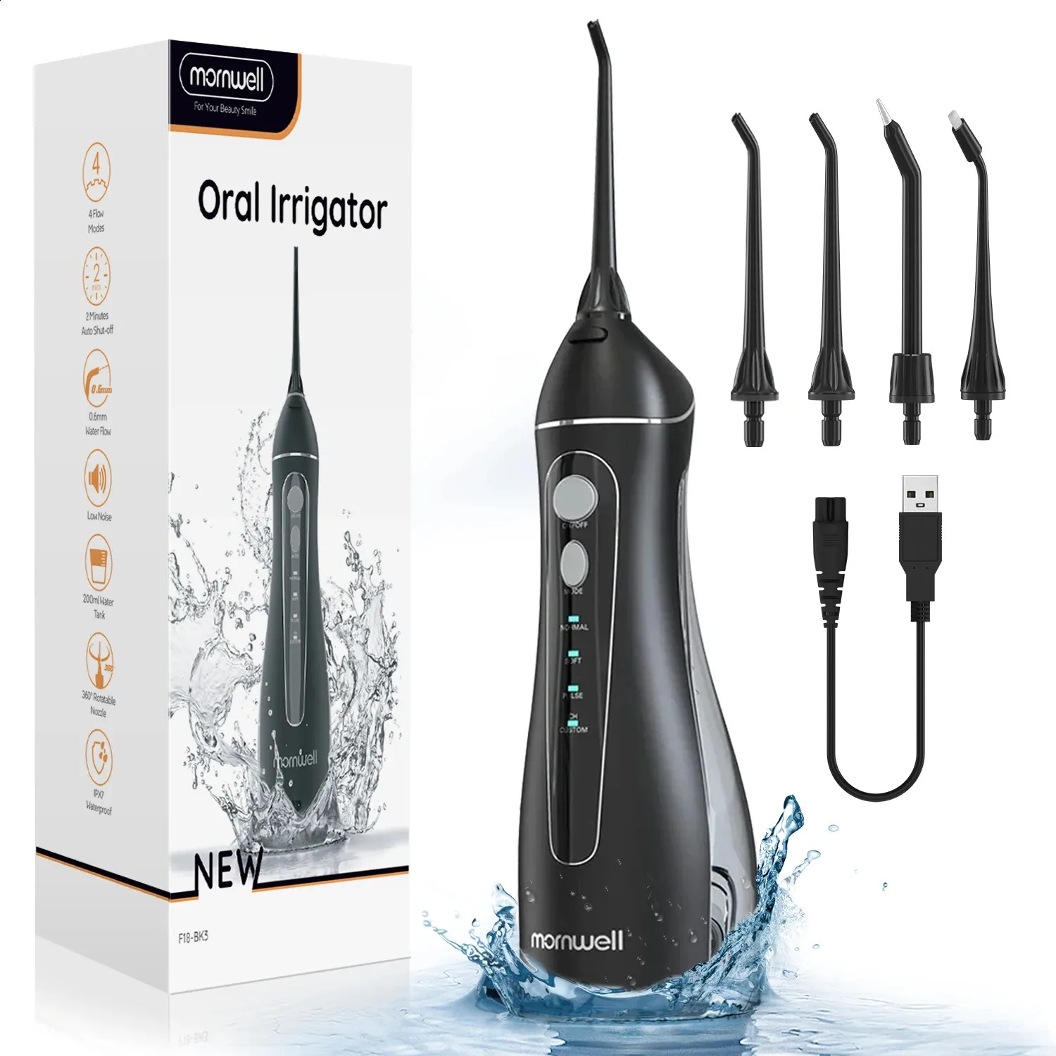 Portable Cordless Irrigador Dental Water Flosser Irrigator Waterproof ...