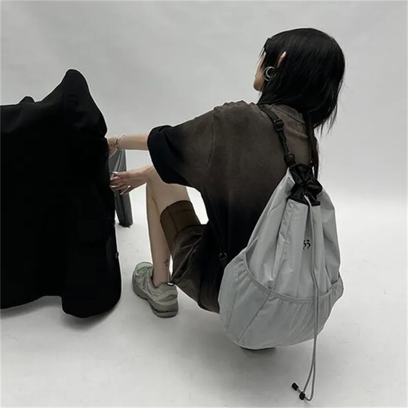 Lightweight Gray Nylon Women's Backpack Purse - Large Capacity ...