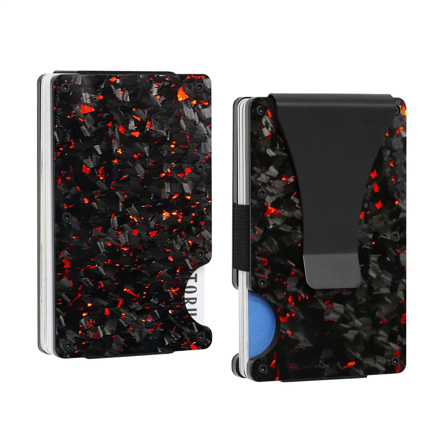 Slim Carbon Fiber Wallet For Men Minimalist Metal Credit Card Holder ...