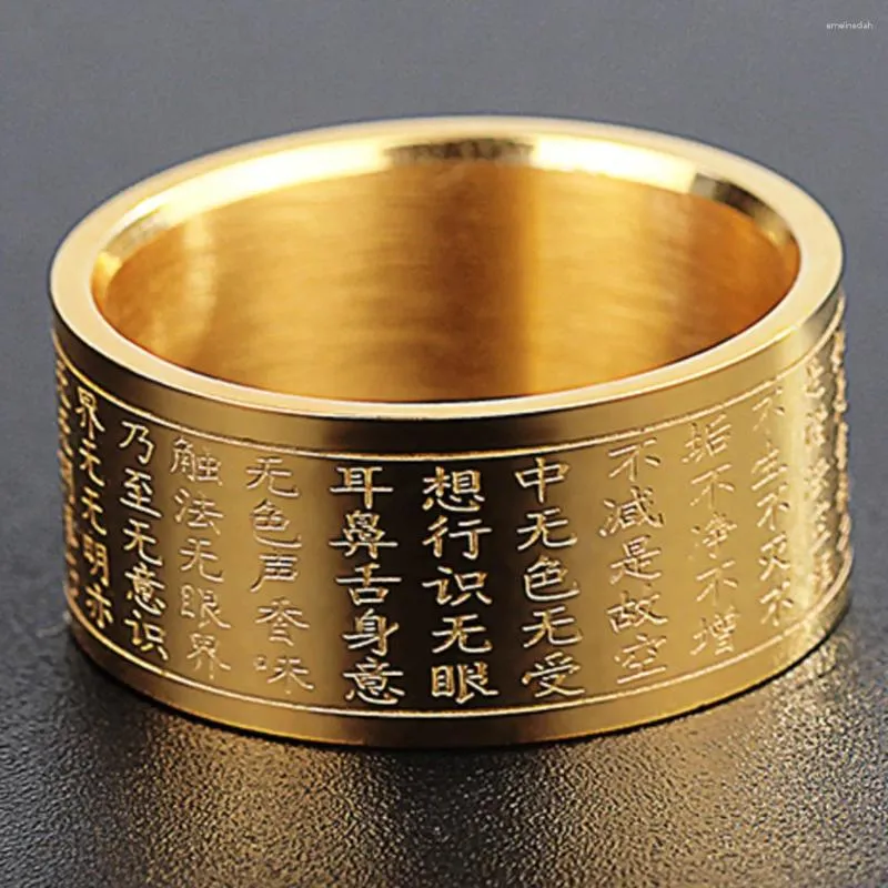 Buddhist Jewelry Titanium Ring For Men Religious Scripture Amulet Thumb ...