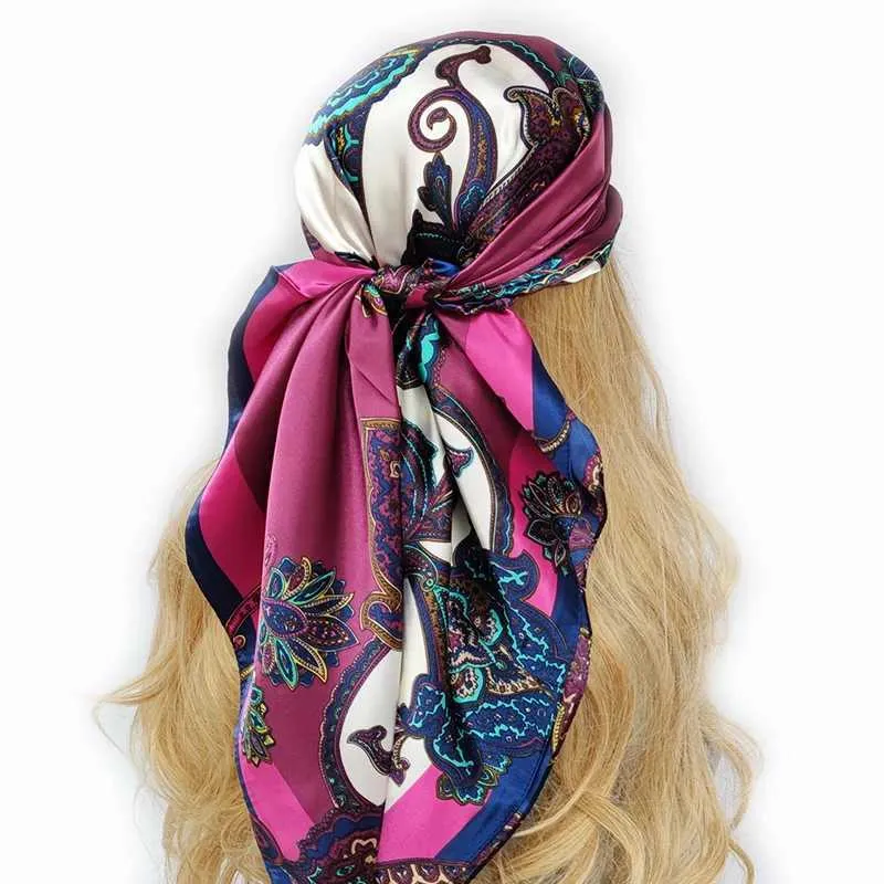 Design Satin Square Silk Scarf with Coin Embellishments for Men, 27.5 ...