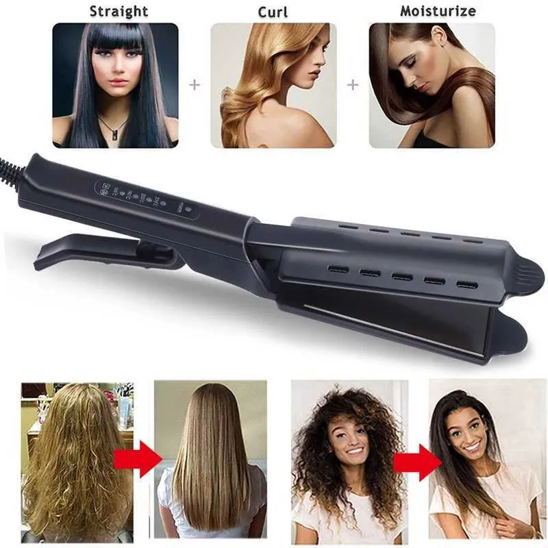 Professional Hair Straightener with Steam & Electric Rear Leveling ...