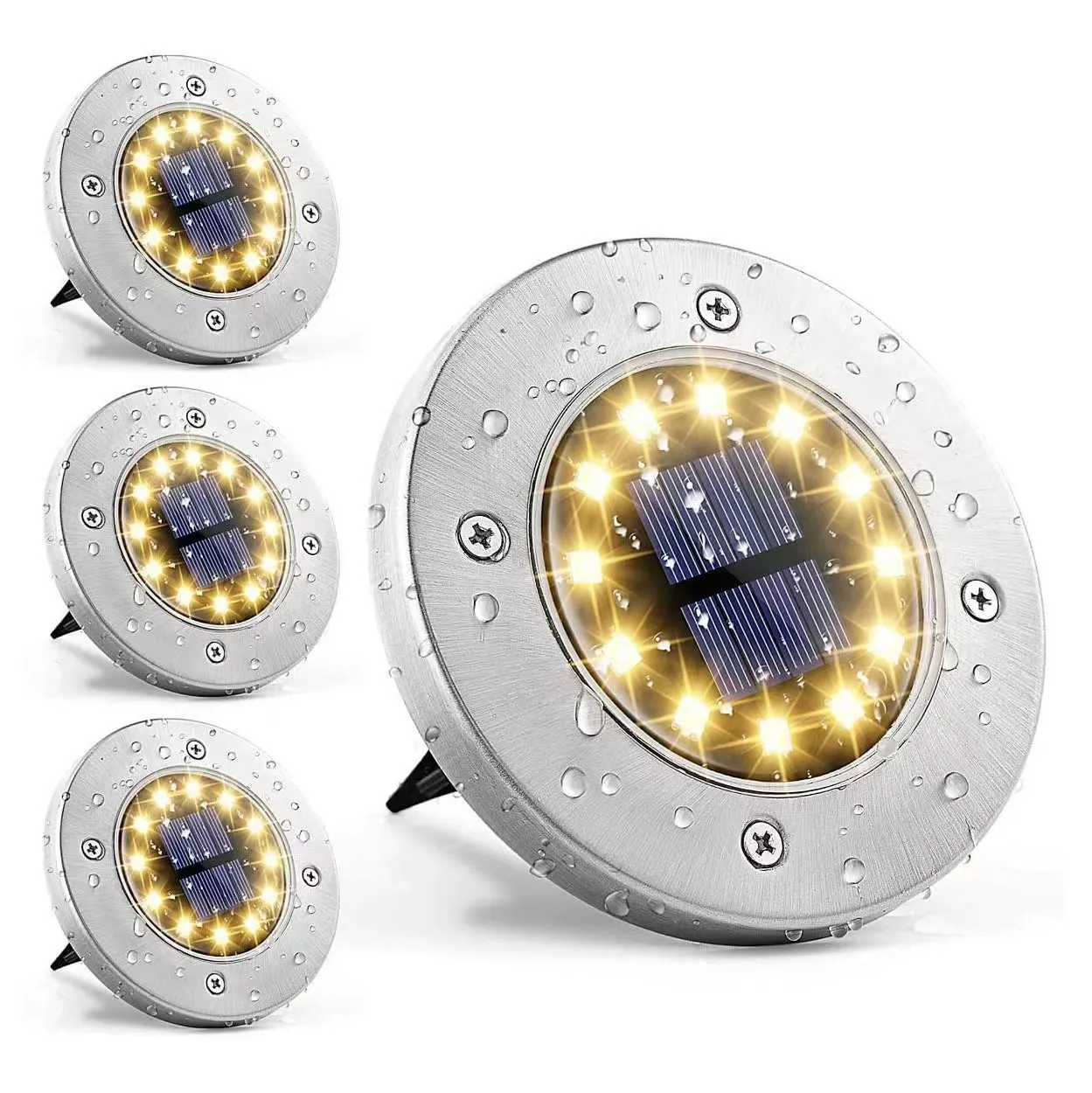 8 Pack Solar Powered LED Disk Lights - Buried Outdoor Spotlight for ...