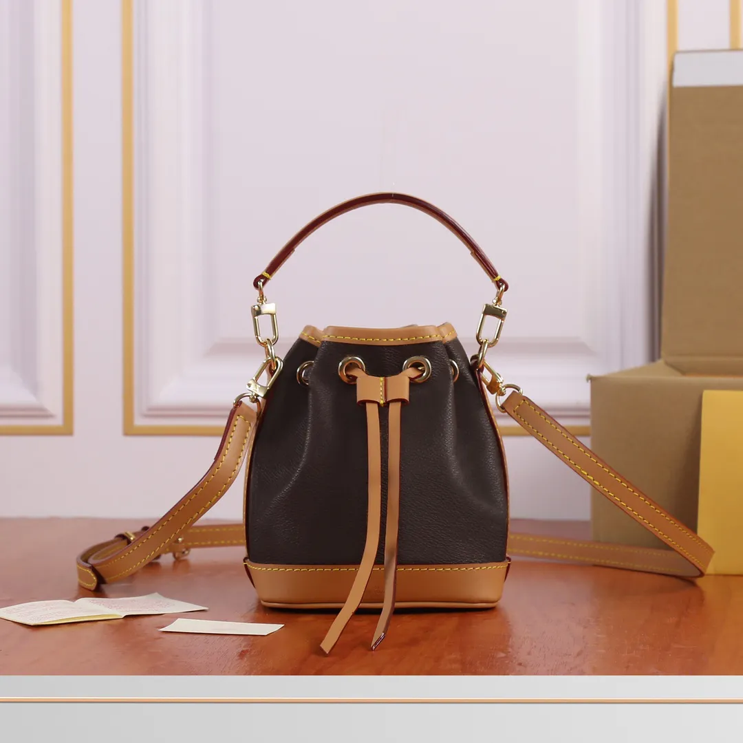 Canvas Bucket Drawstring Purse Women's Leather Trim Shoulder Bag ...