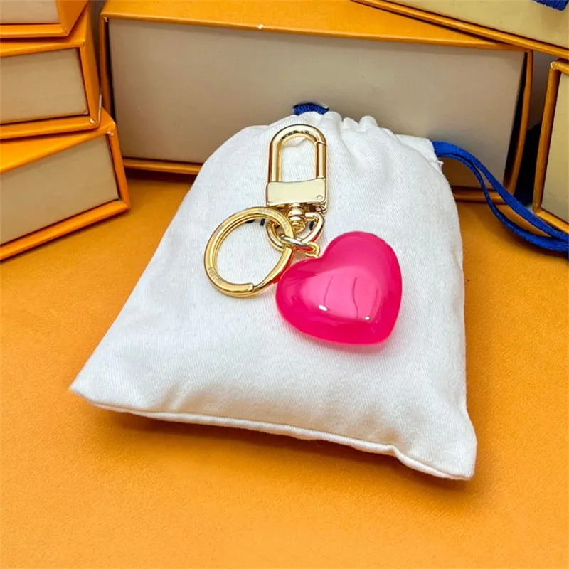 Pink Heart Keychain For Women, Cute Bag Charm With Gold Chain, Classic ...