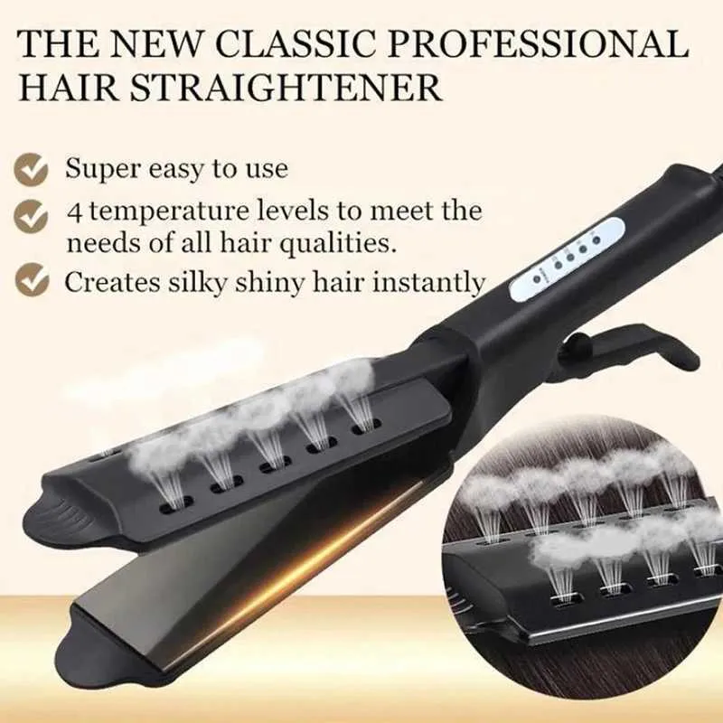 Professional Hair Straightener with Steam & Electric Rear Leveling ...