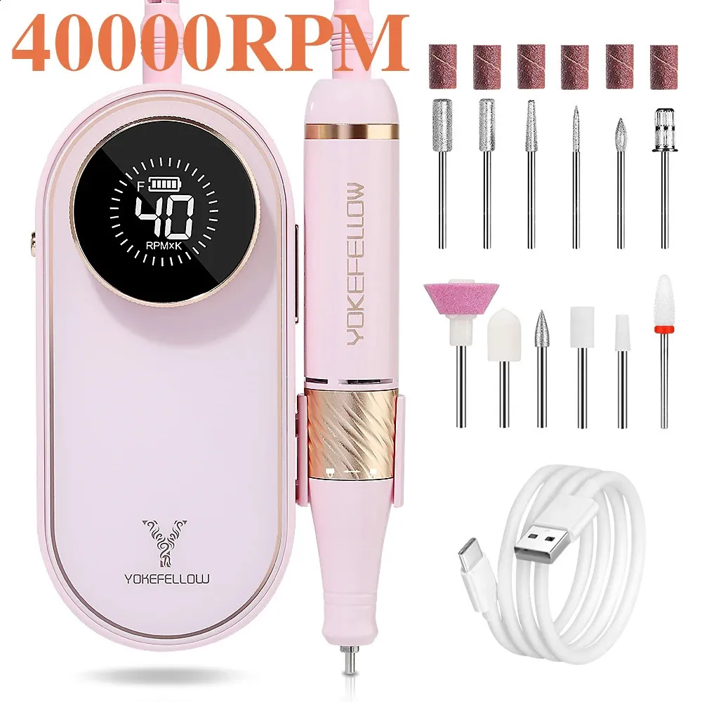 YOKEFELLOW Rechargeable Electric Nail Drill with High-Definition ...